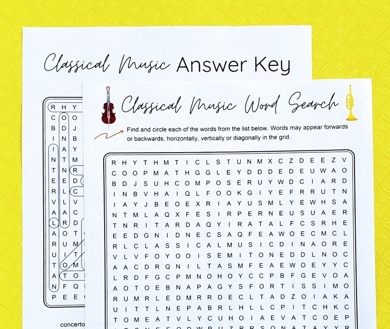 Classical Music Word Search | Printable Brain Teaser (digital Download ...