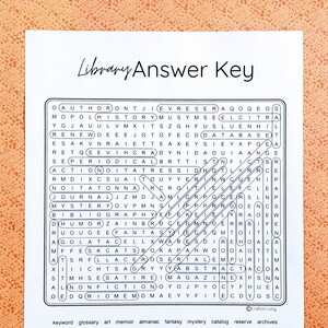 Library Printable Word Search | Book Word Puzzle Party Game | Brain ...