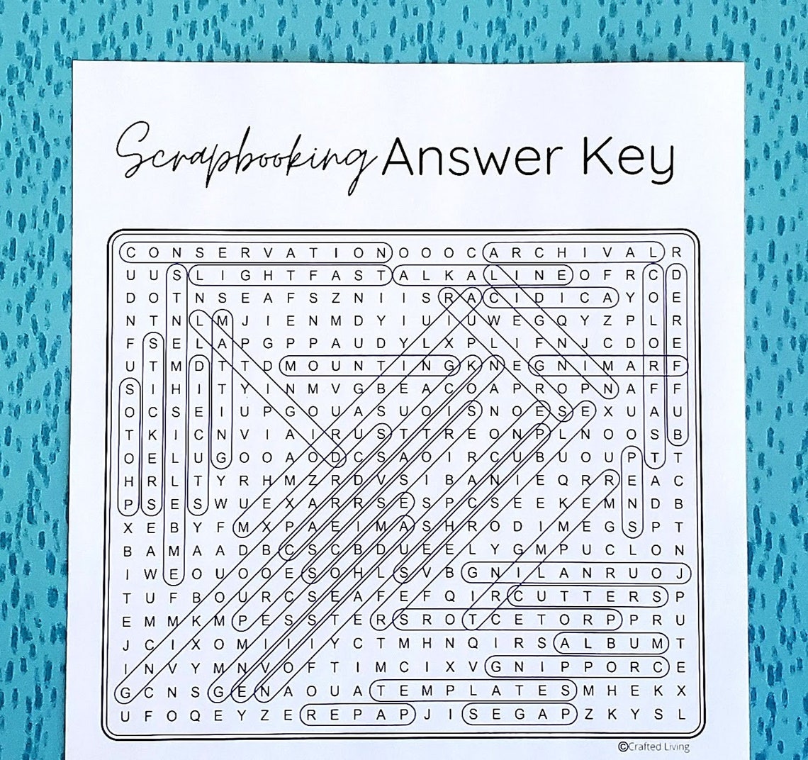 Scrapbooking Printable Word Search | Hobby Word Puzzle Party Game ...