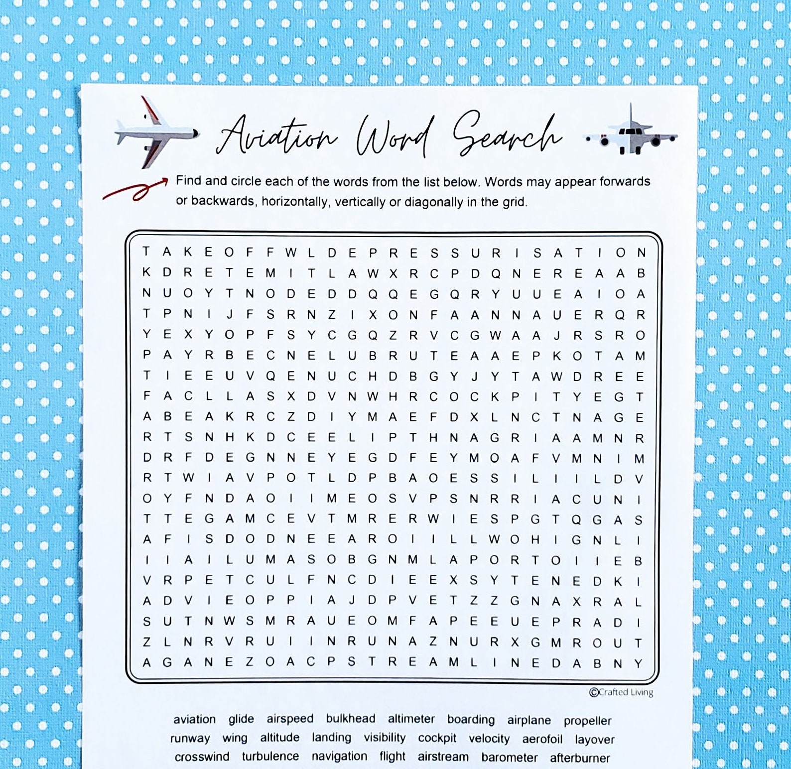 Aviation Printable Word Search | Airplane Word Puzzle Party Game ...