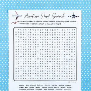 Aviation Printable Word Search | Airplane Word Puzzle Party Game ...