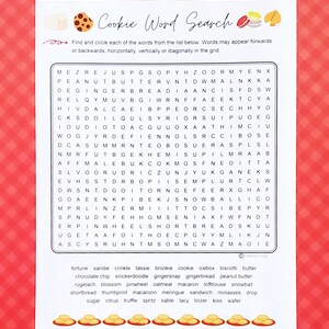 Cookie Printable Word Search | Food Word Puzzle Party Game | Brain ...
