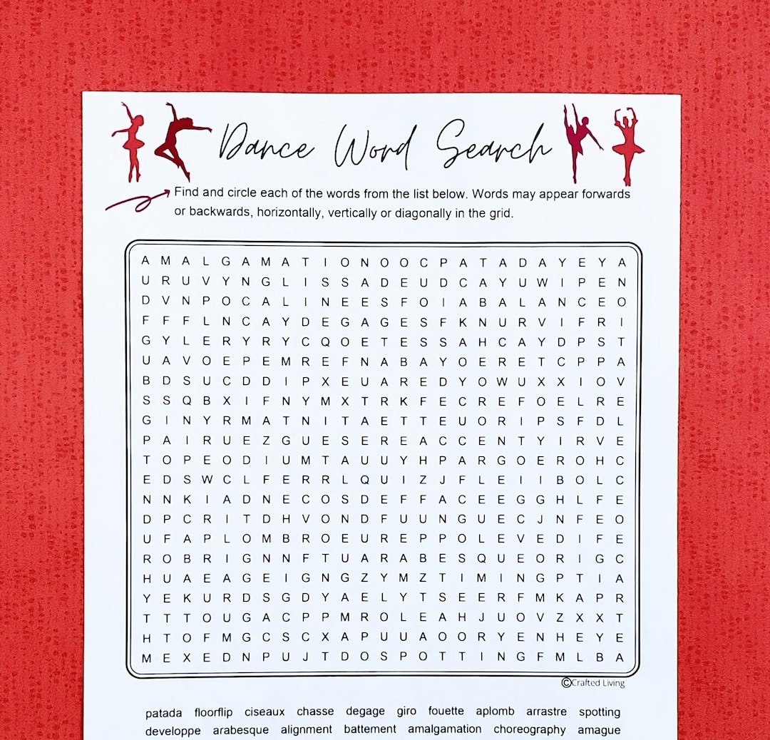 Dance Printable Word Search | Dance Word Puzzle Party Game | Brain ...
