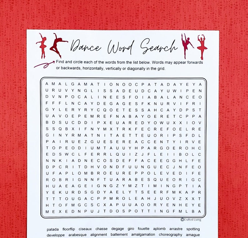 Dance Printable Word Search | Dance Word Puzzle Party Game | Brain ...