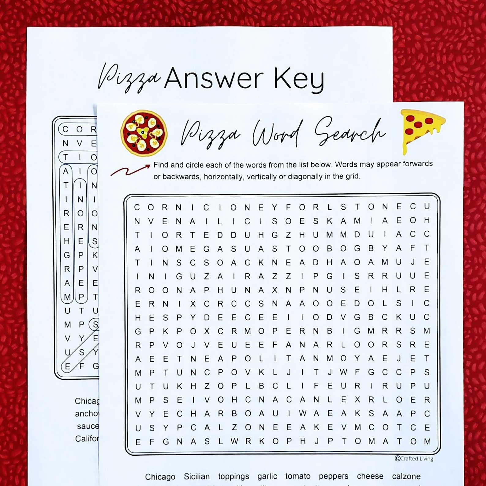 Pizza Word Search Printable | Food Puzzle Game (digital Download) - Etsy