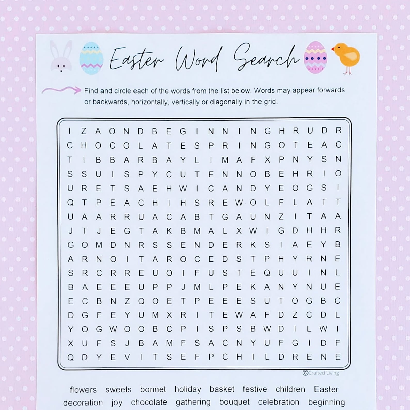 Easter Printable Word Search | Holiday Word Puzzle Party Favor | Brain ...
