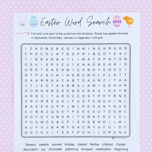 Easter Printable Word Search | Holiday Word Puzzle Party Favor | Brain ...