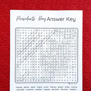 Presidents' Day Printable Word Search | Holiday Word Puzzle Party Game ...