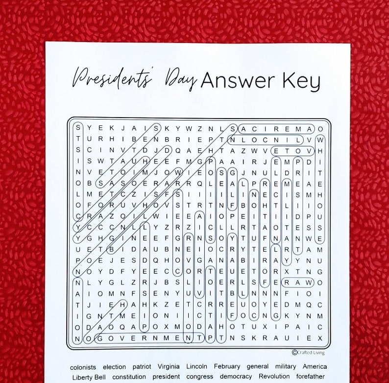 Presidents' Day Printable Word Search | Holiday Word Puzzle Party Game ...