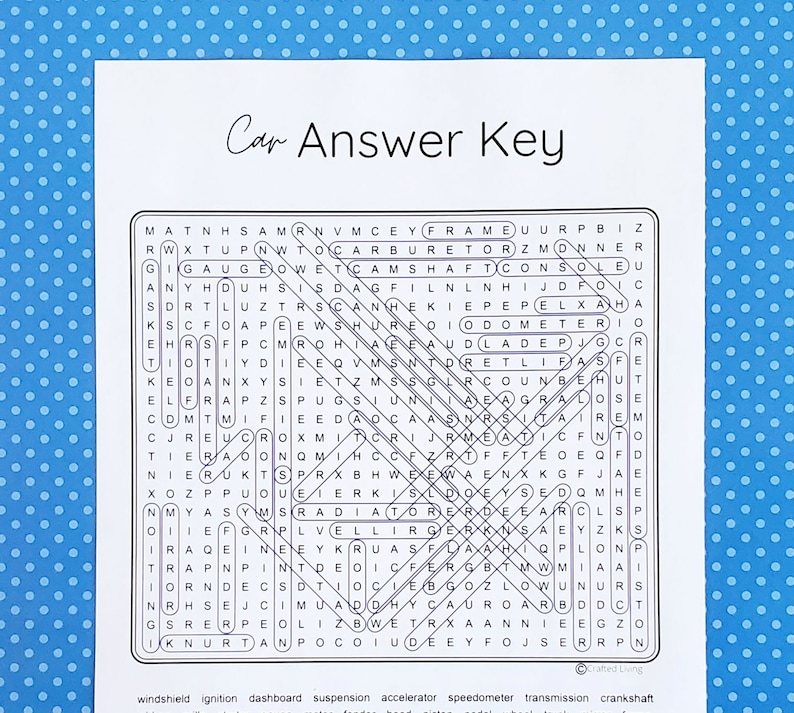 Car Word Search Puzzle | Printable Brain Teaser (digital Download) - Etsy