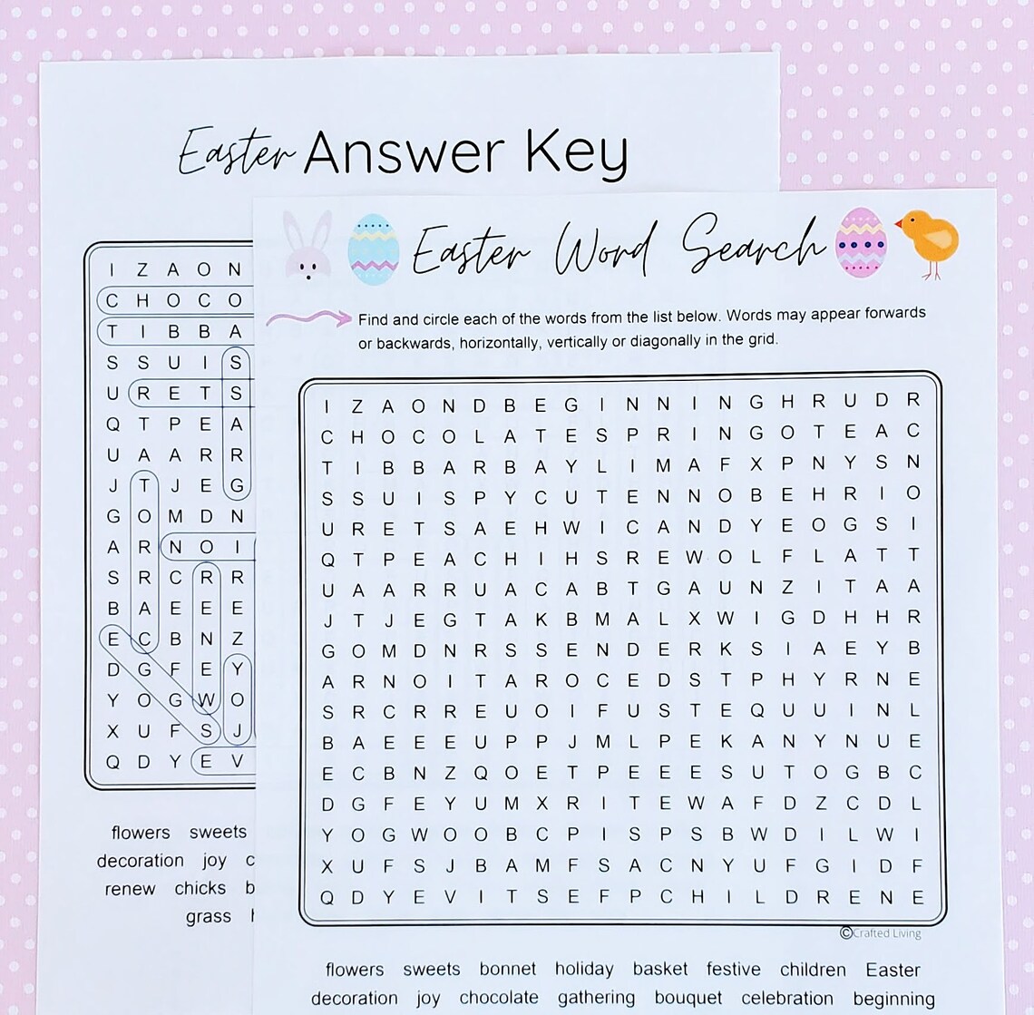Easter Printable Word Search | Holiday Word Puzzle Party Favor | Brain ...