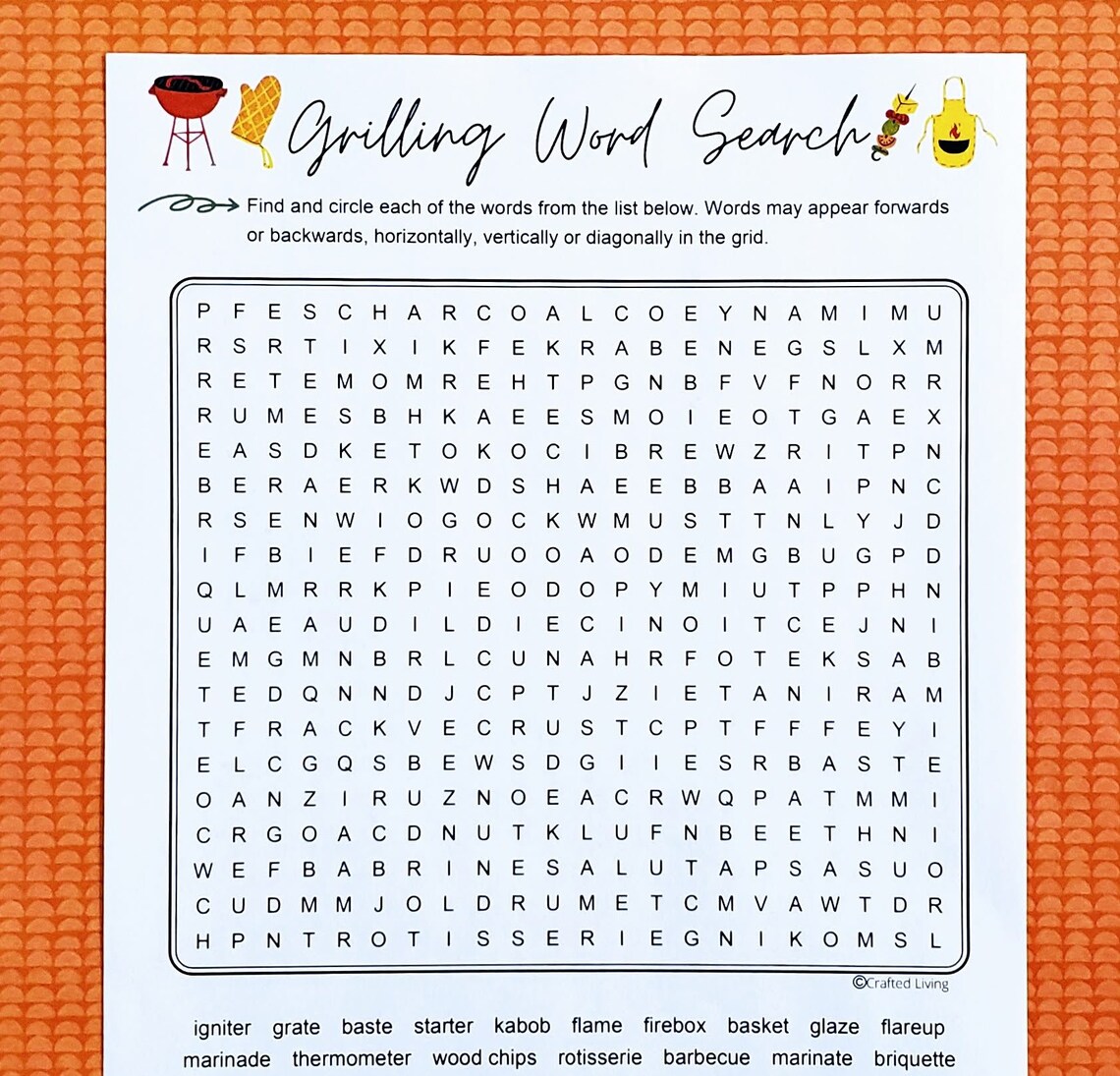 Grilling Printable Word Search | Food Word Puzzle Party Game | Brain ...