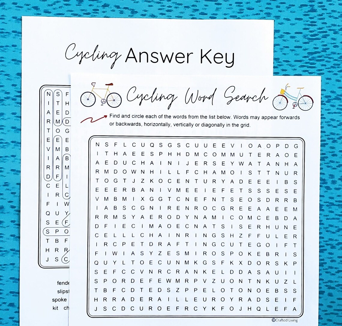 Cycling Printable Word Search | Sports Word Puzzle Party Game | Brain ...