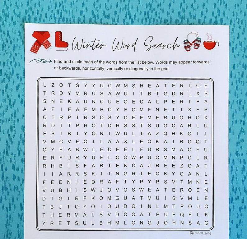 Winter Printable Word Search | Seasons Word Puzzle Party Game | Brain ...
