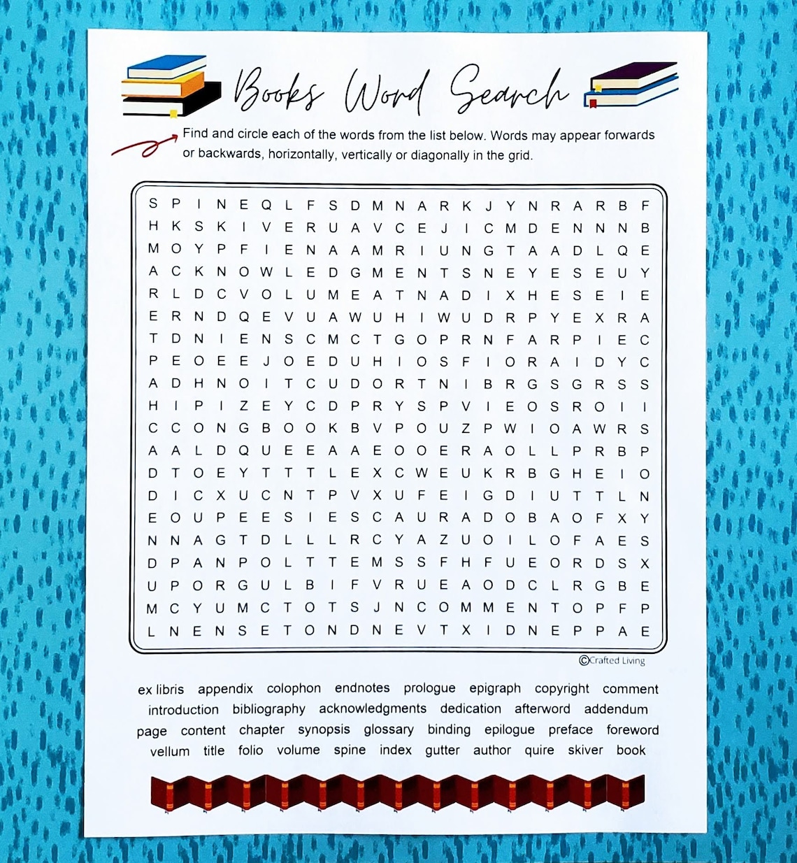 Books Printable Word Search | Book Word Puzzle Party Game | Brain ...