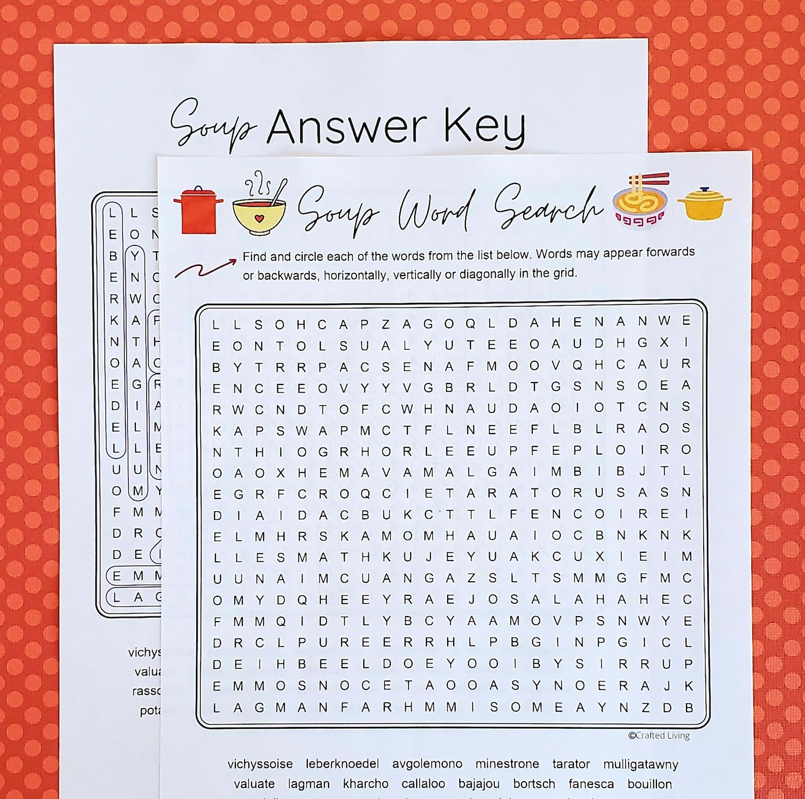 Soup Printable Word Search | Food Word Puzzle Party Game | Brain Teaser ...