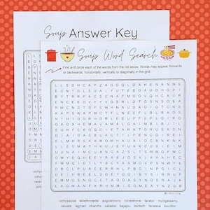 Soup Word Search Printable | Food Puzzle Game (digital Download) - Etsy