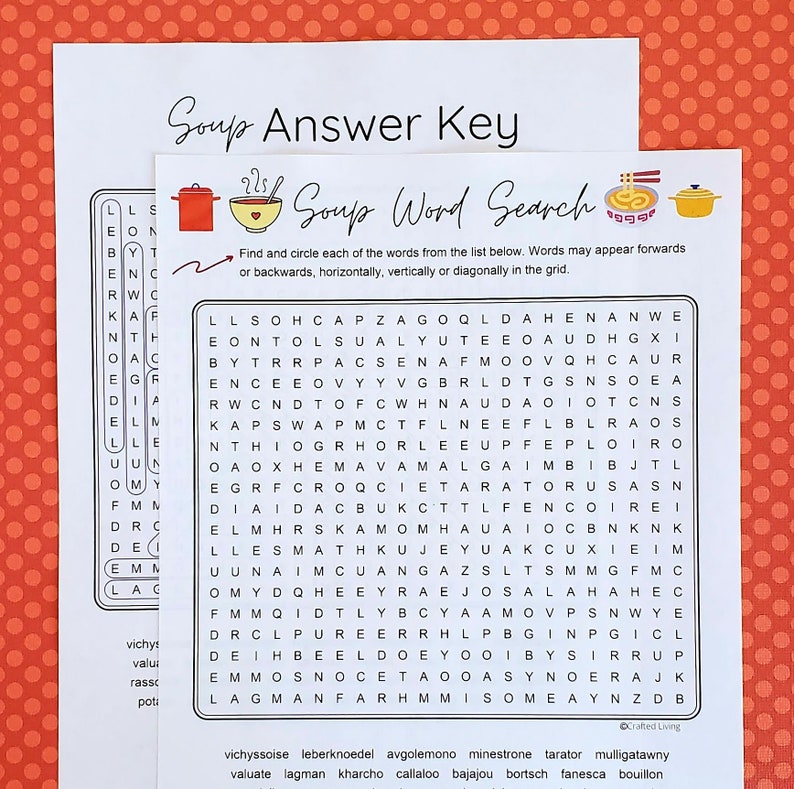 Soup Printable Word Search | Food Word Puzzle Party Game | Brain Teaser ...