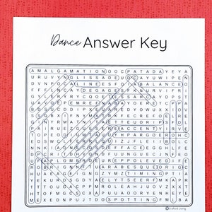 Dance Printable Word Search | Dance Word Puzzle Party Game | Brain ...