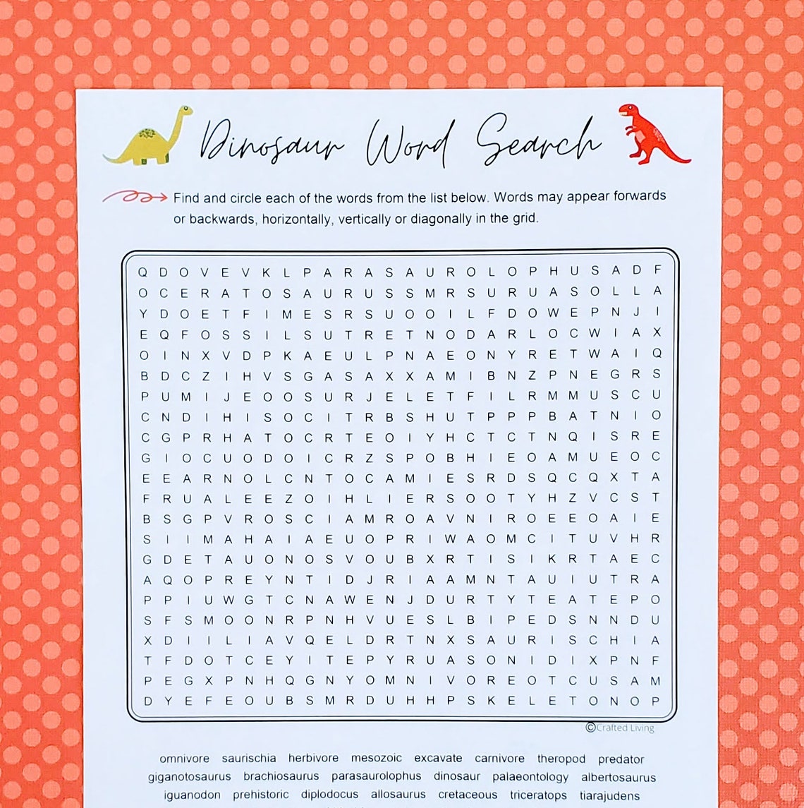 Dinosaur Word Search Printable | Family Activity (digital Download) - Etsy