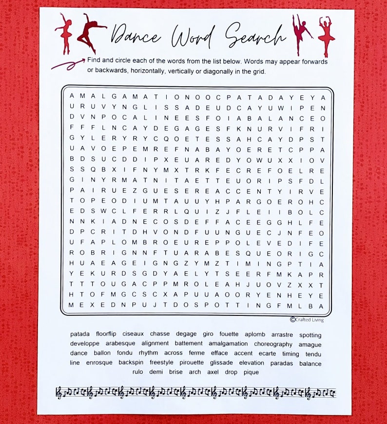 Dance Printable Word Search | Dance Word Puzzle Party Game | Brain ...