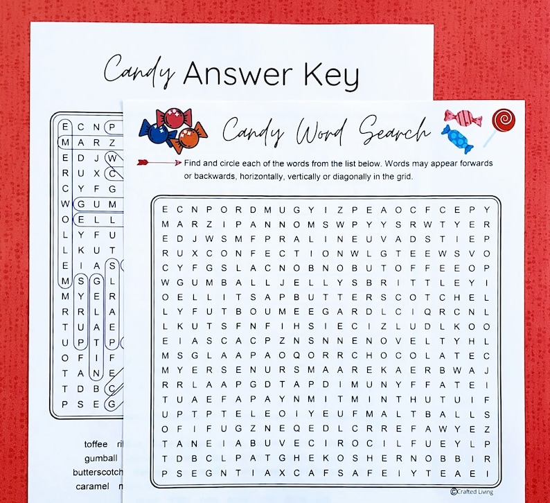 Candy Printable Word Search | Food Word Puzzle Party Game | Brain ...