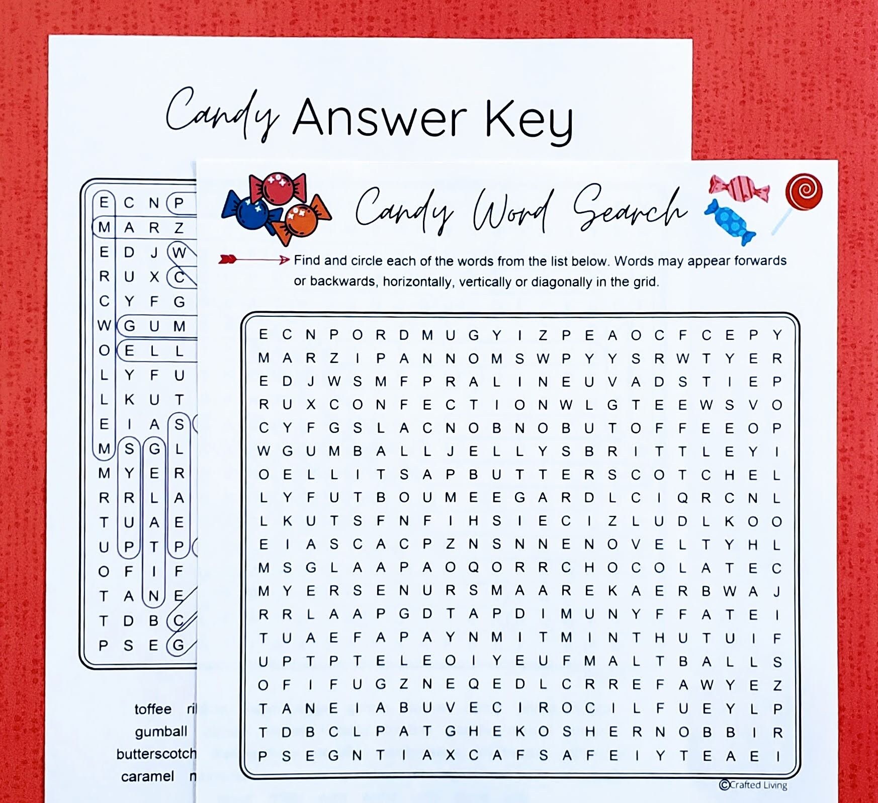 Candy Printable Word Search Food Word Puzzle Party Game Brain Teaser ...