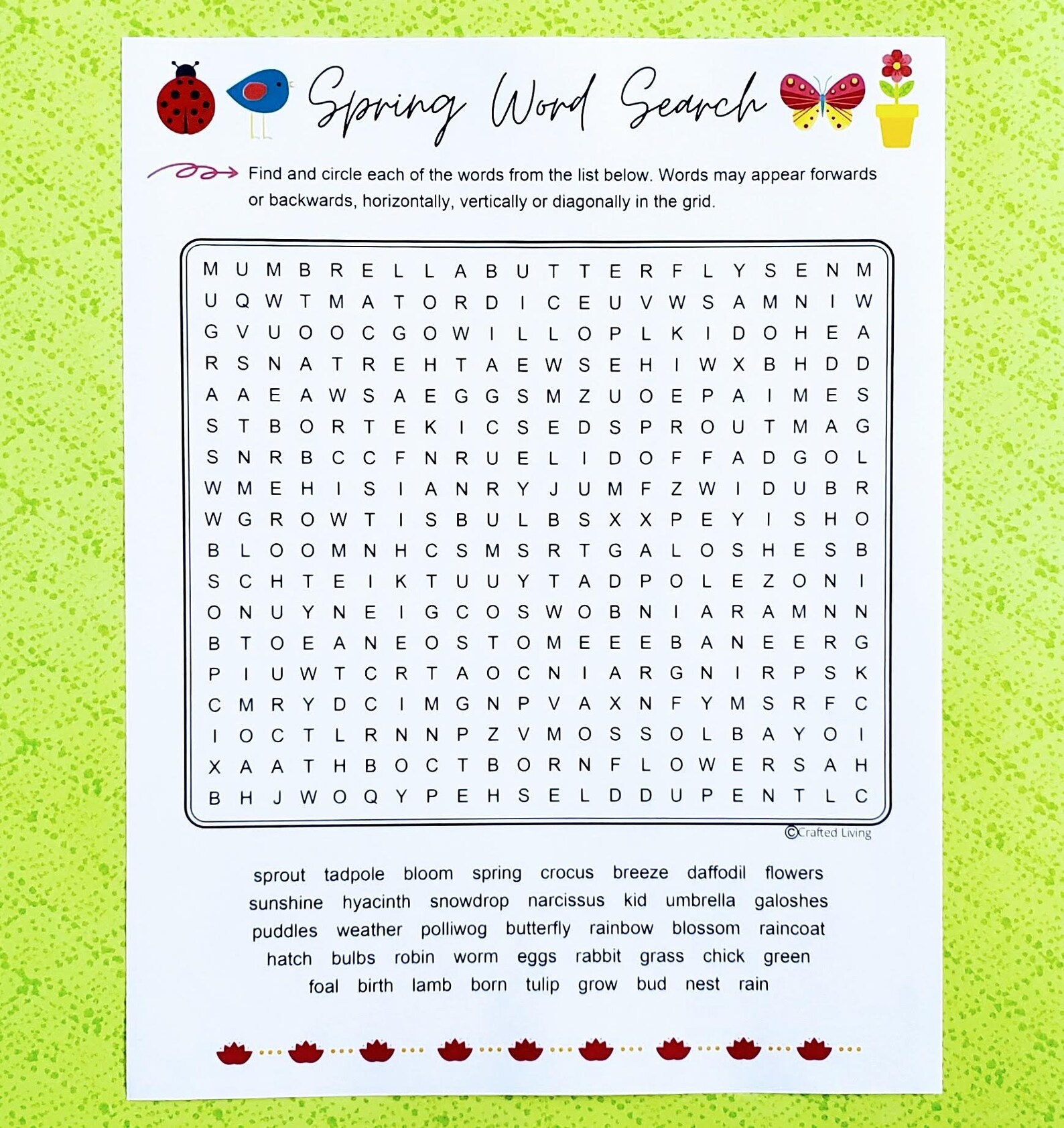Spring Printable Word Search | Seasons Word Puzzle Party Game | Brain ...
