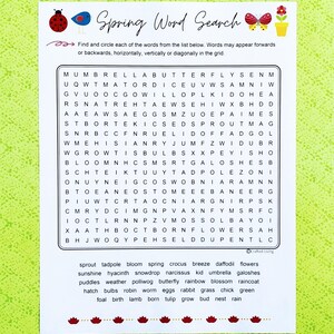 Spring Printable Word Search | Seasons Word Puzzle Party Game | Brain ...