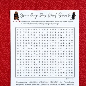 Groundhog Day Printable Word Search | Holiday Word Puzzle Party Game ...