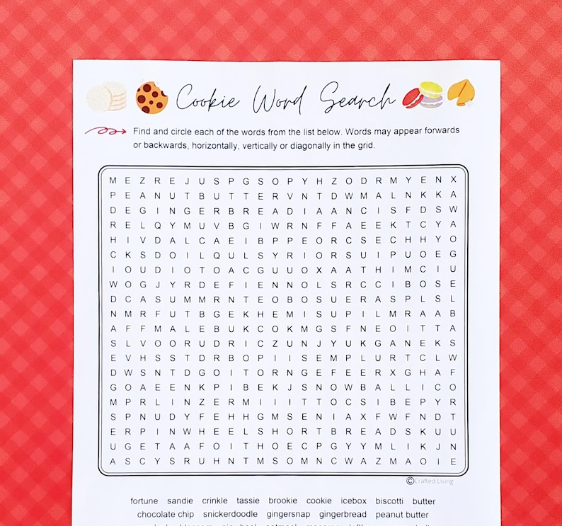 Cookie Printable Word Search | Food Word Puzzle Party Game | Brain ...