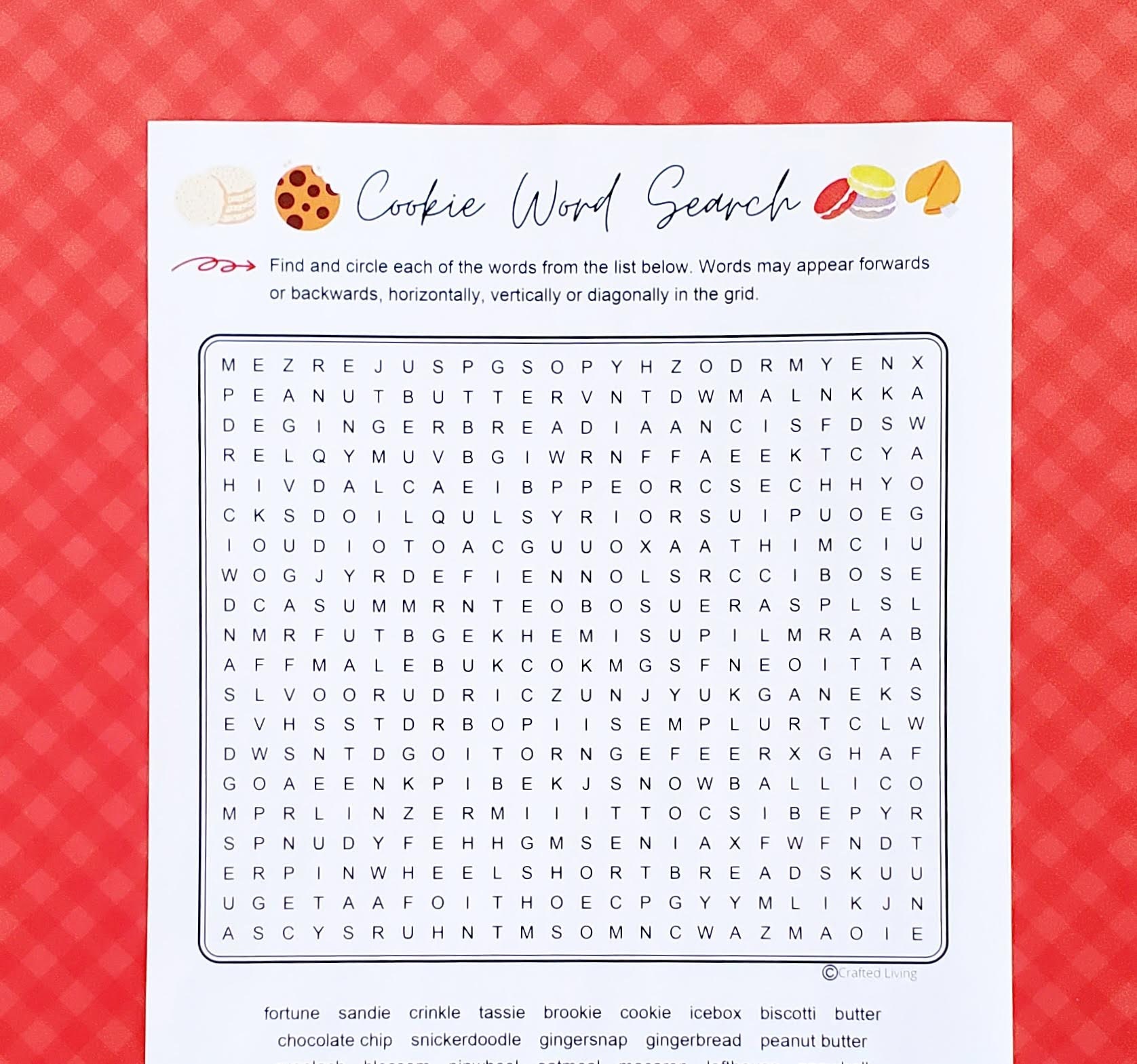 Cookie Printable Word Search | Food Word Puzzle Party Game | Brain ...