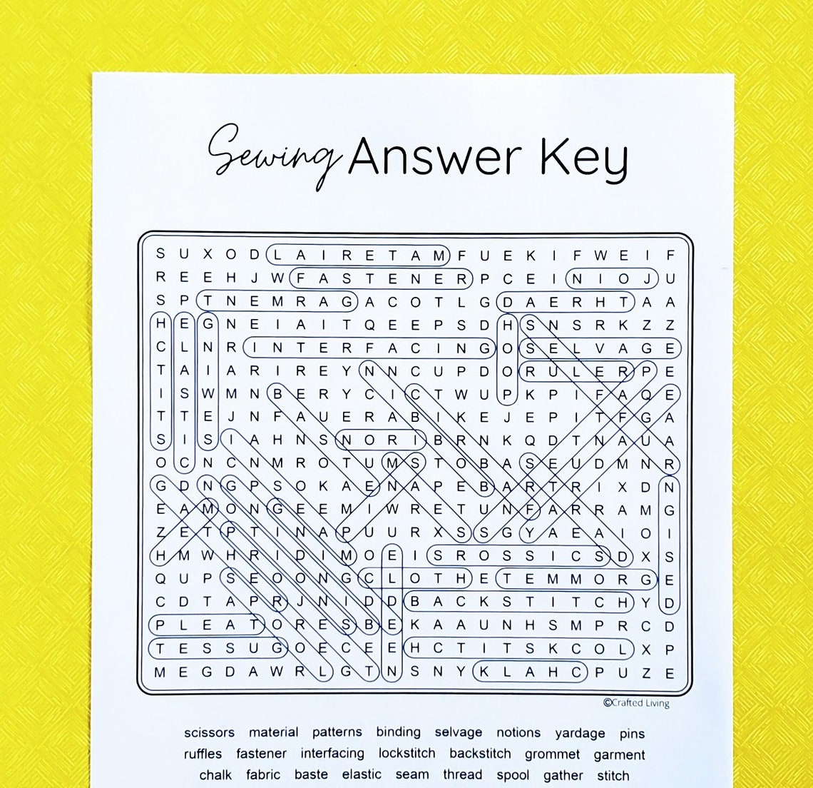 Sewing Printable Word Search | Hobby Word Puzzle Party Game | Brain ...