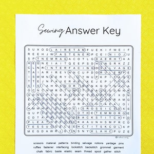 Sewing Word Search Puzzle | Printable Hobby Game (digital Download) - Etsy