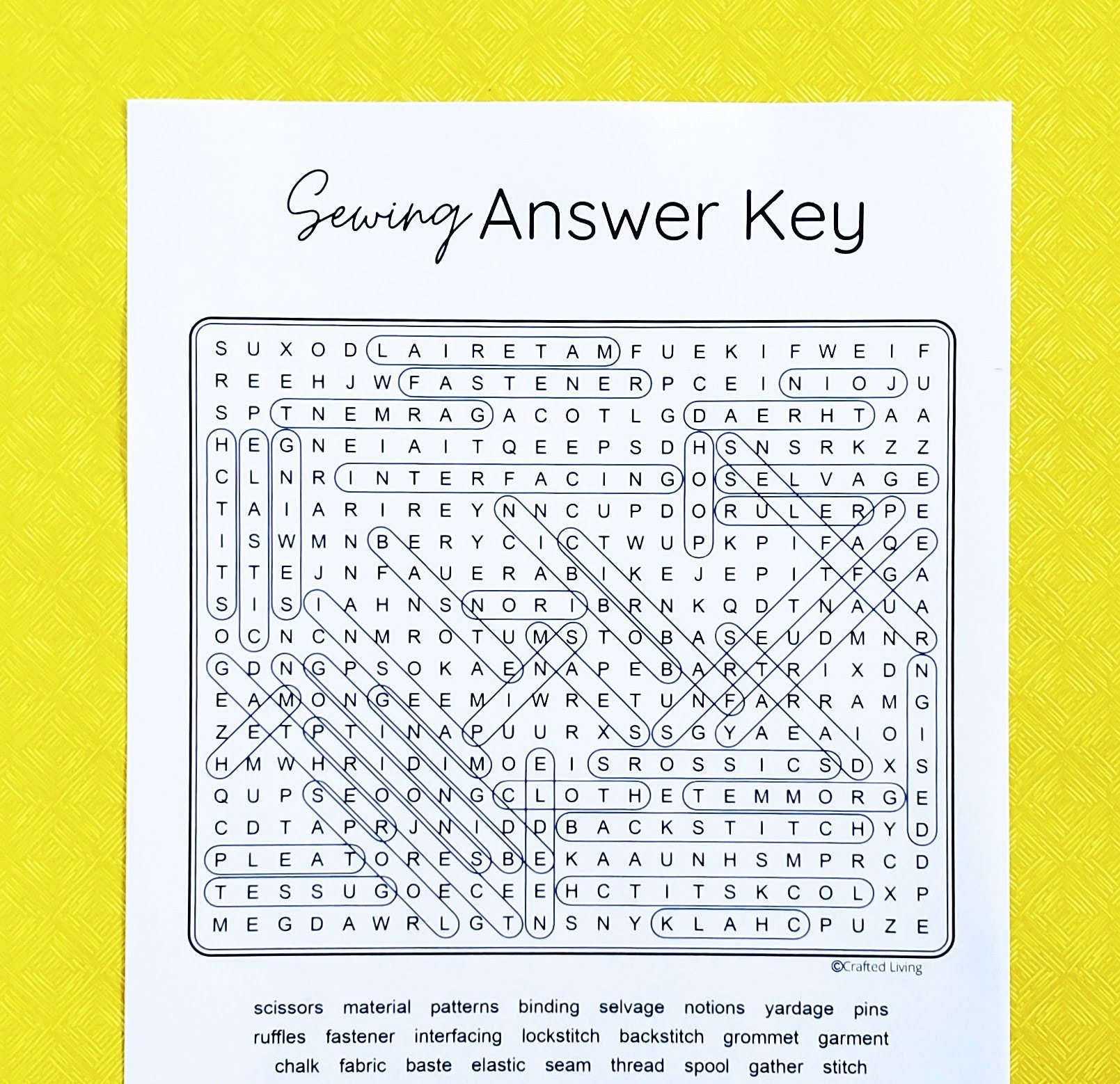 Sewing Printable Word Search | Hobby Word Puzzle Party Game | Brain ...
