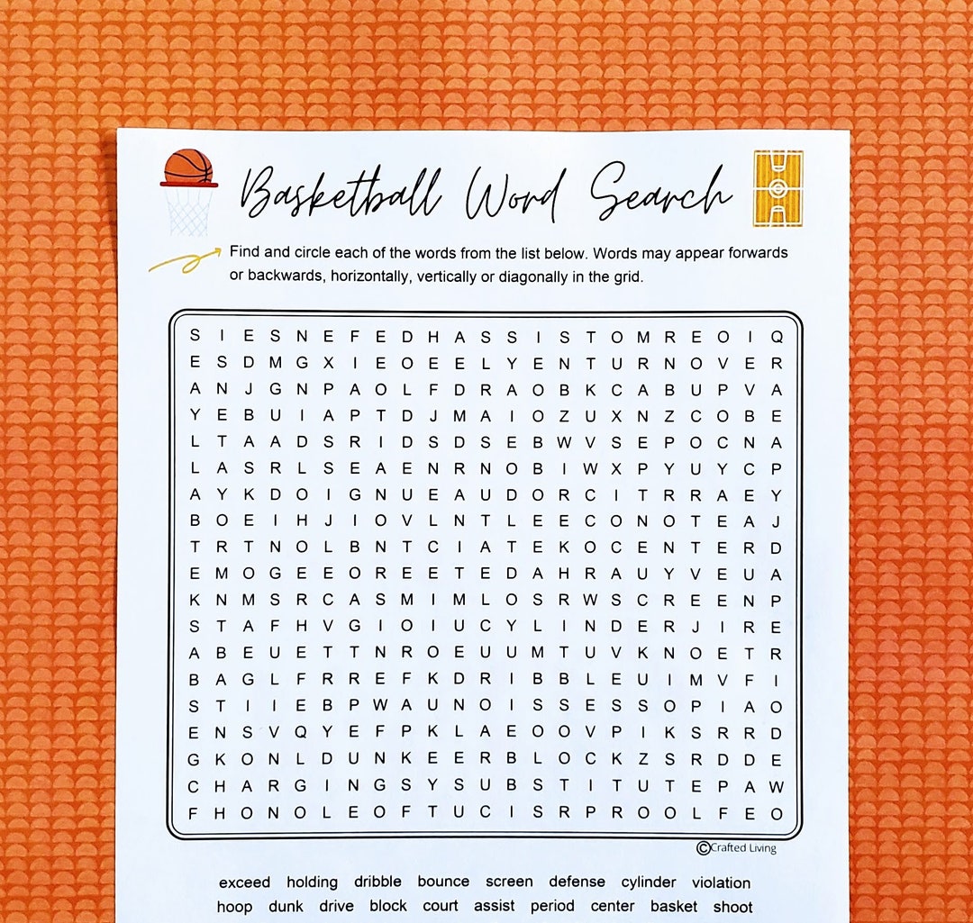 Basketball Printable Word Search | Sports Word Puzzle Party Game ...