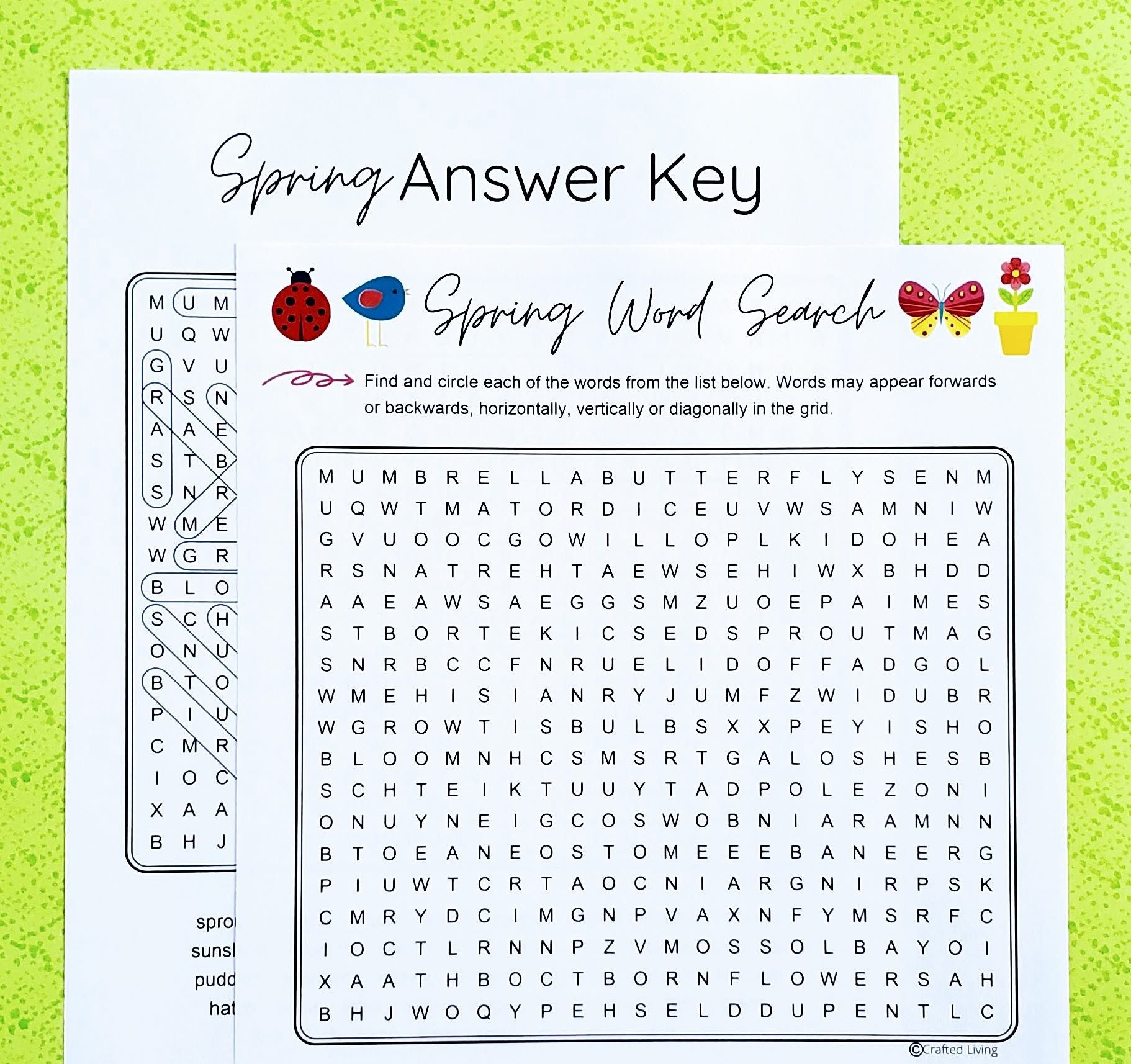 Spring Printable Word Search | Seasons Word Puzzle Party Game | Brain ...