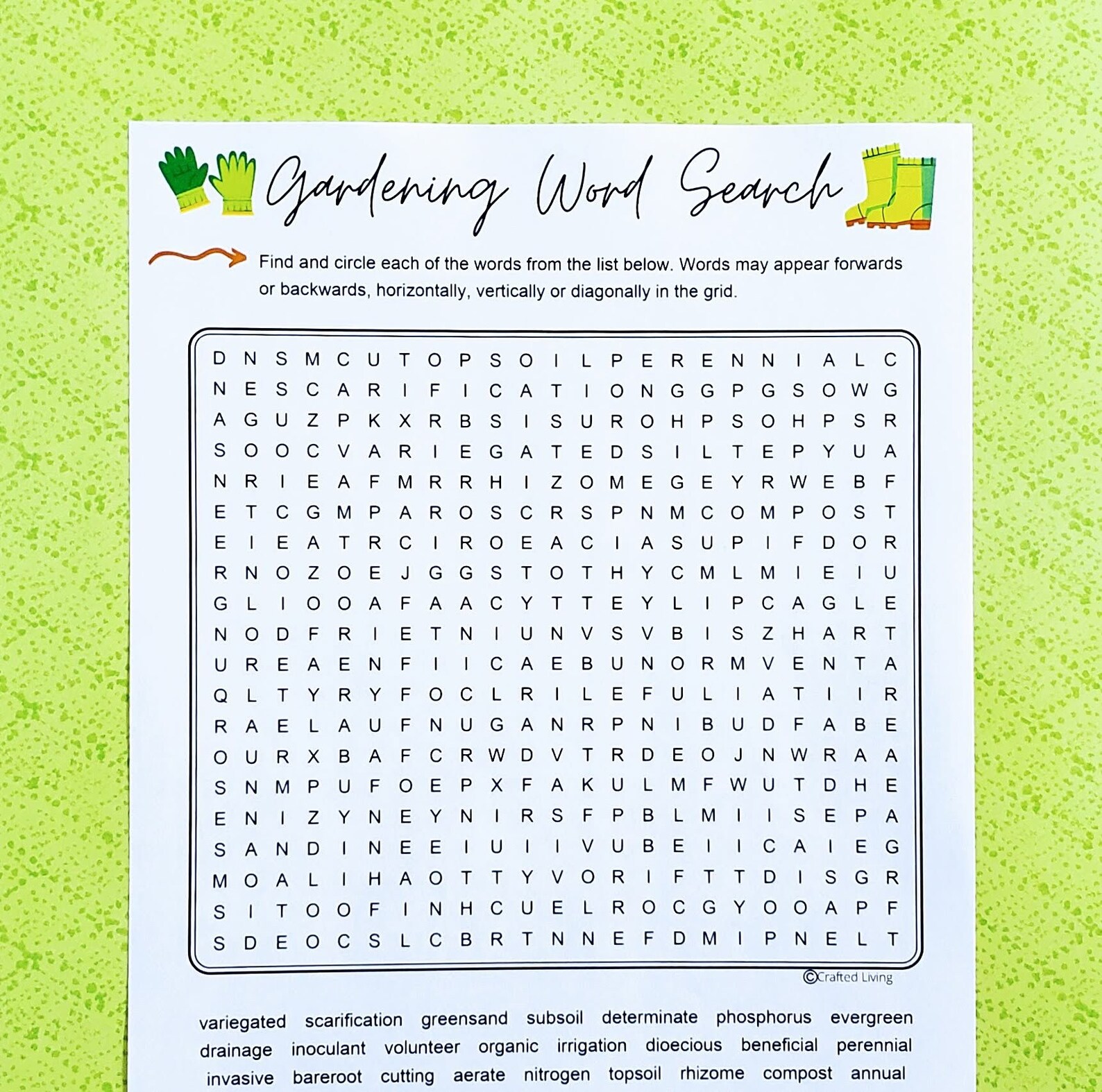 Gardening Printable Word Search | Hobby Word Puzzle Party Game | Brain ...