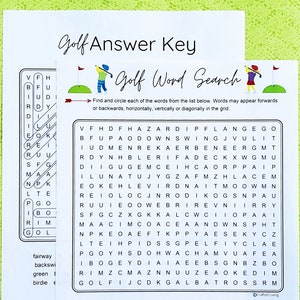 Golf Printable Word Search | Sports Word Puzzle Party Game | Brain ...