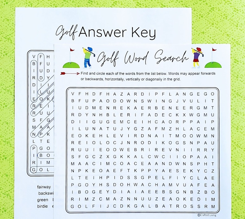 Golf Printable Word Search | Sports Word Puzzle Party Game | Brain ...