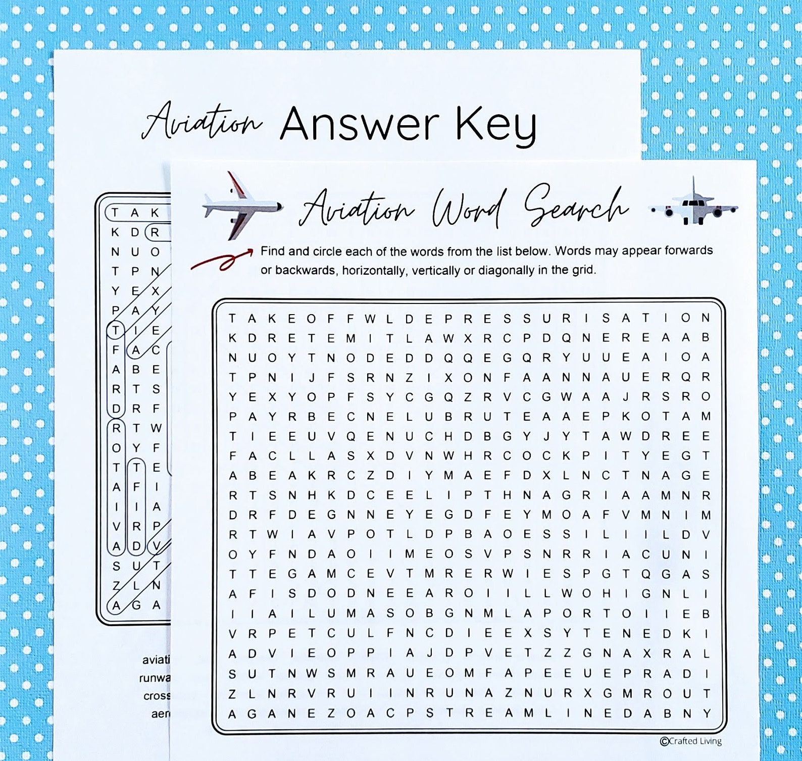 Aviation Printable Word Search | Airplane Word Puzzle Party Game ...