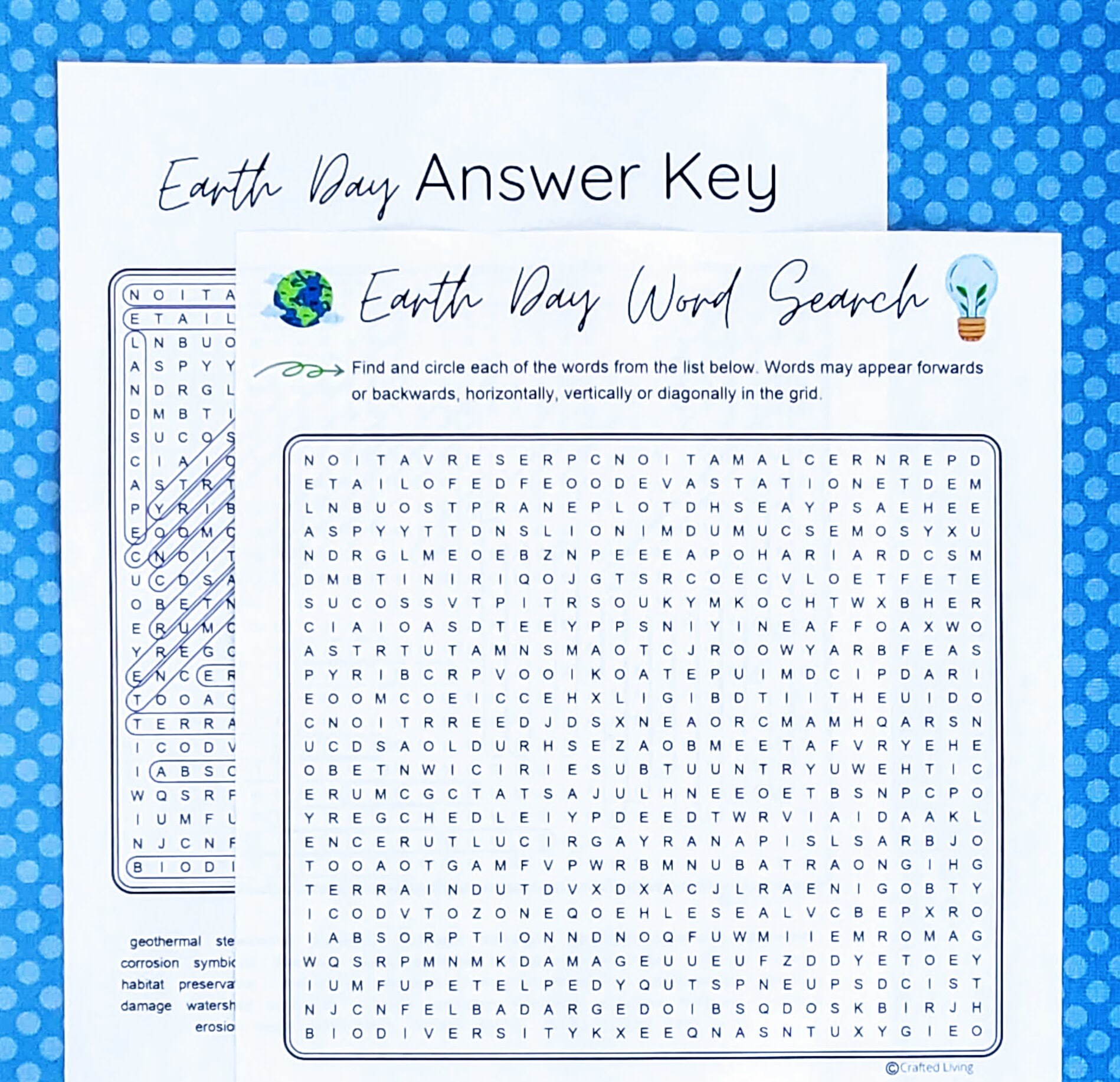 Earth Day Printable Word Search | Holiday Word Puzzle Party Favor ...