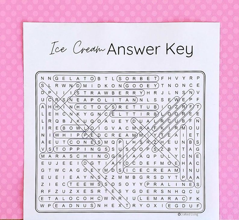 Ice Cream Word Search Printable | Party Game (digital Download) - Etsy