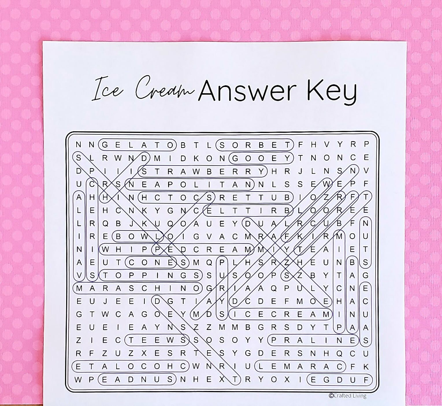Ice Cream Printable Word Search Snacks Word Puzzle Party Game Brain ...