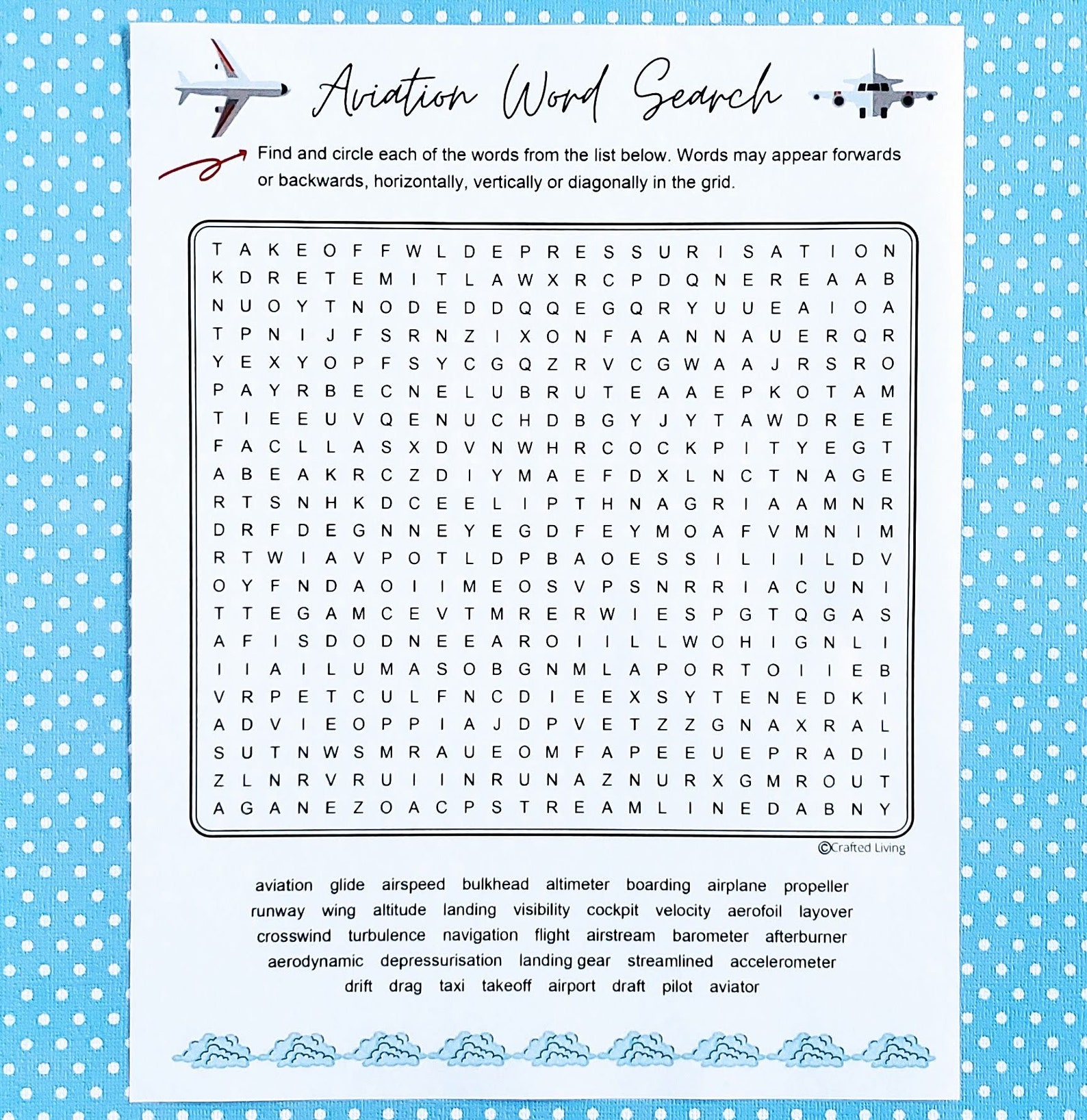 Aviation Printable Word Search | Airplane Word Puzzle Party Game ...
