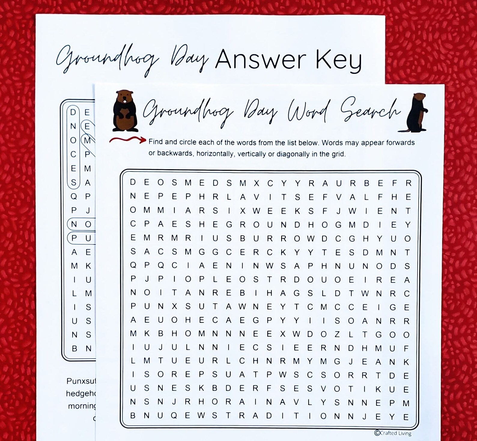 Groundhog Day Printable Word Search | Holiday Word Puzzle Party Game ...