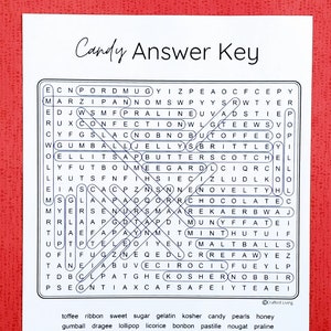 Candy Printable Word Search | Food Word Puzzle Party Game | Brain ...