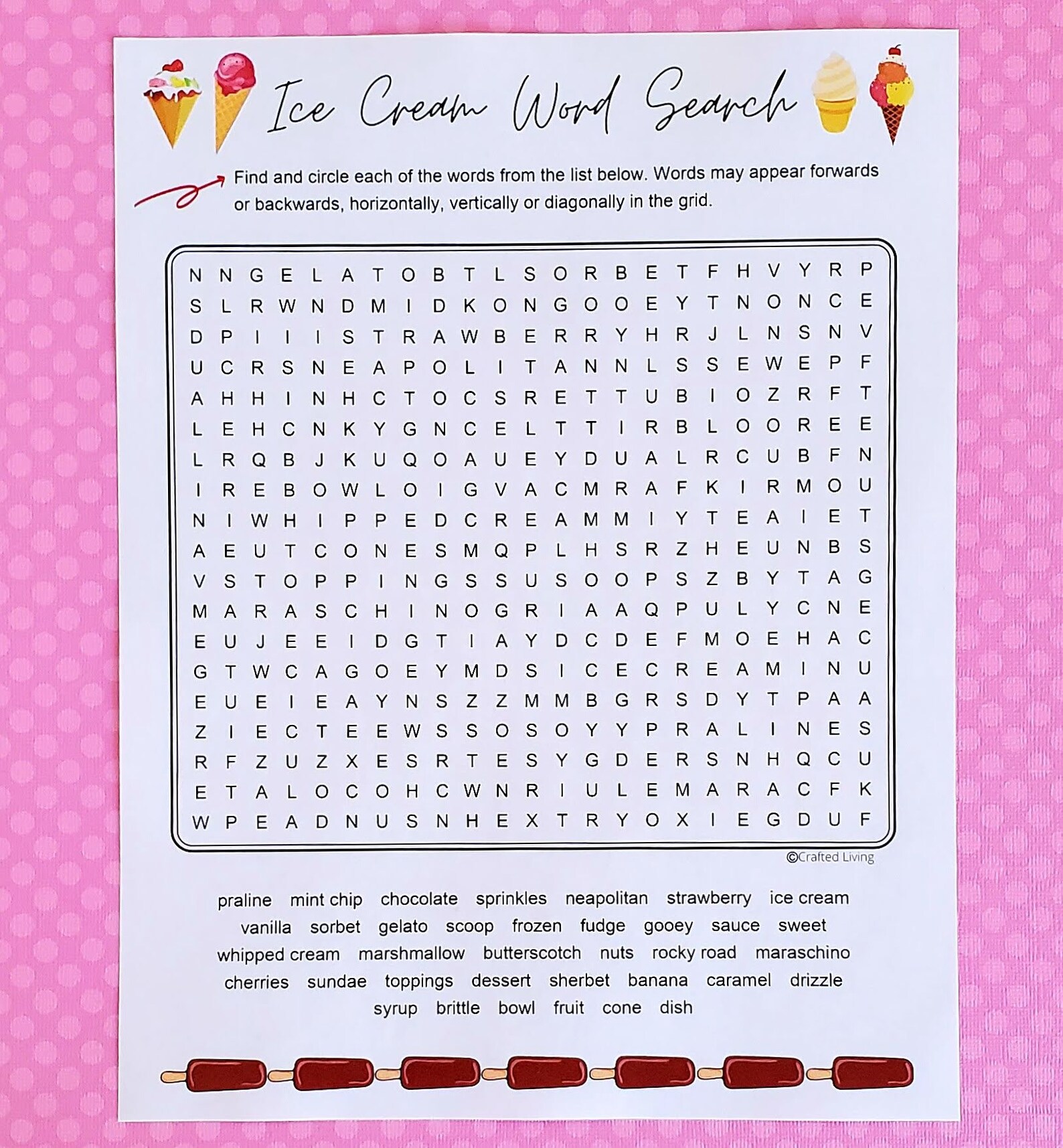 Ice Cream Printable Word Search | Snacks Word Puzzle Party Game | Brain ...
