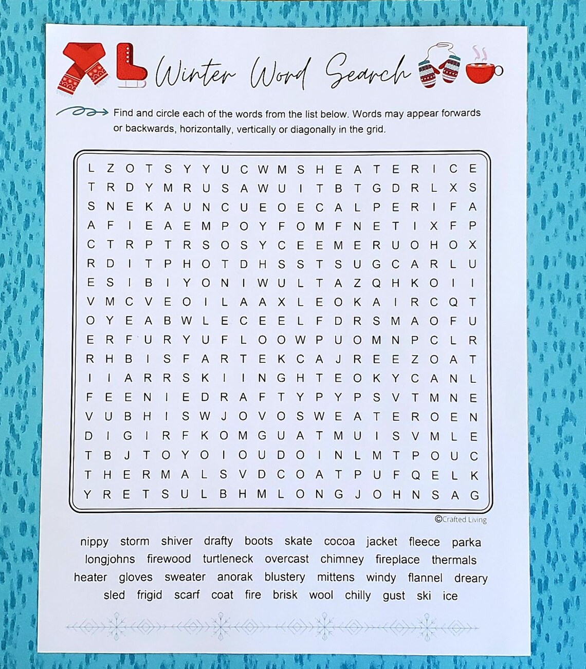 Winter Printable Word Search | Seasons Word Puzzle Party Game | Brain ...