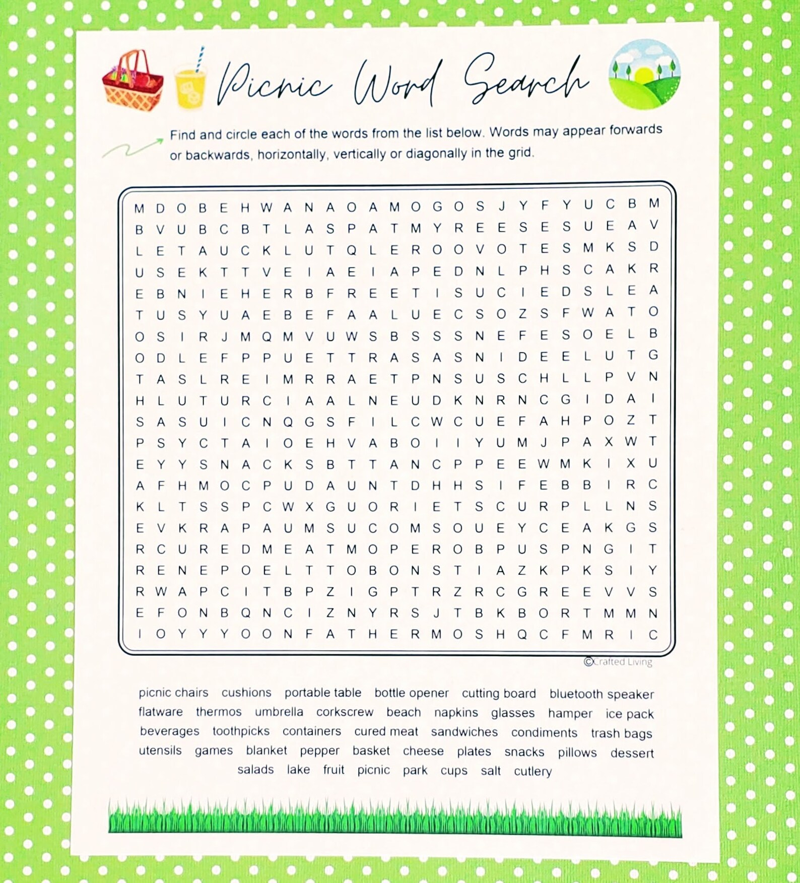 Picnic Word Search Printable | Family Game (digital Download) - Etsy